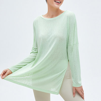 New design lightweight sunscreen sports T-shirt loose fitness top breathable long sleeve yoga clothing women