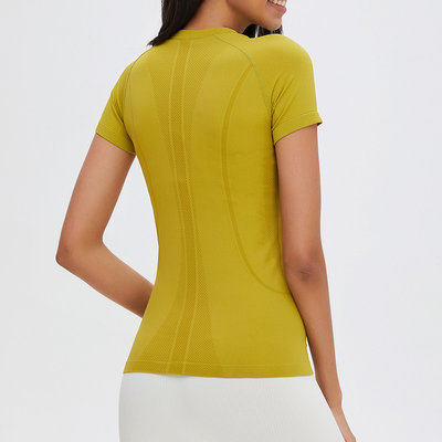 Hot sale Seamless Yoga Sports Top Basic women Activewear solid color running Breathable Fitness clothing tee shirts supplier