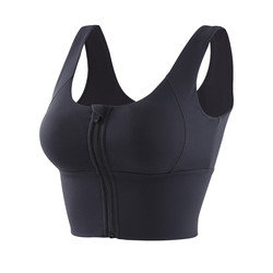 Spot fashion front zipper yoga underwear with Removable cups women gym wear fitness shock absorption running sports bra