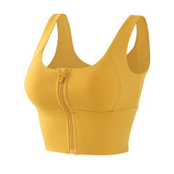 Spot fashion front zipper yoga underwear with Removable cups women gym wear fitness shock absorption running sports bra