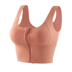 Spot fashion front zipper yoga underwear with Removable cups women gym wear fitness shock absorption running sports bra