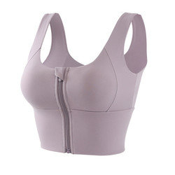 Spot fashion front zipper yoga underwear with Removable cups women gym wear fitness shock absorption running sports bra