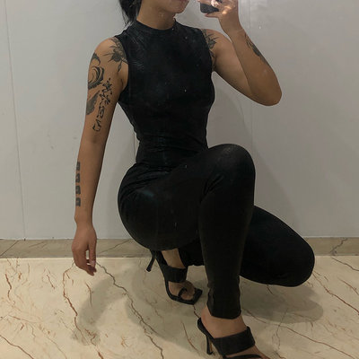 Summer running sportswear women solid color sleeveless slim gym wear high waist peach hip one-piece trousers wholesale