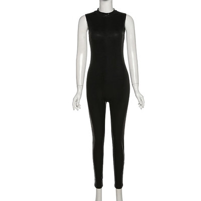 Summer running sportswear women solid color sleeveless slim gym wear high waist peach hip one-piece trousers wholesale