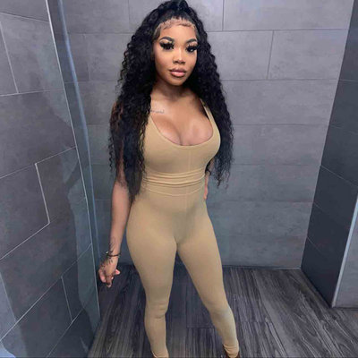 New summer fashion trend Jumpsuit women sexy slim sports yoga set low-cut hip lift one-piece trousers wholesale