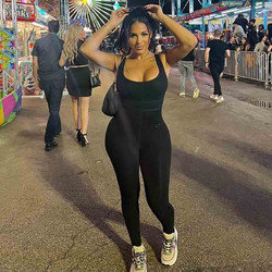 New summer fashion trend Jumpsuit women sexy slim sports yoga set low-cut hip lift one-piece trousers wholesale