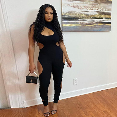 New design women slimming High collar beauty back jumpsuits one-piece fitness yoga suit Hollow out design Invisible zipper