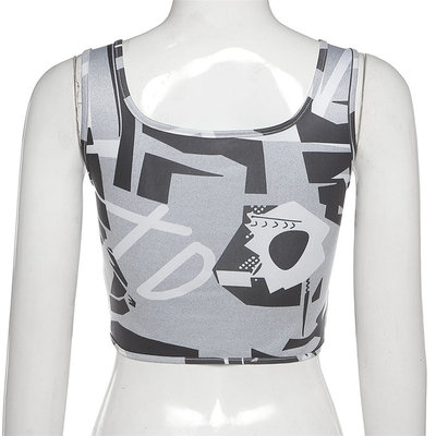 female new sexy low-cut sportswear sleeveless short halter tops tighten waist thin small vest fishbone gym wear summer 2022