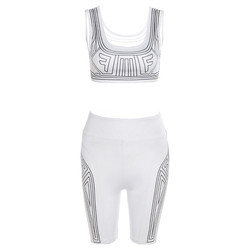 women new print sleeveless vest tight short tops and yoga pant buttock packed short yoga sets ladies sportswear summer 2022