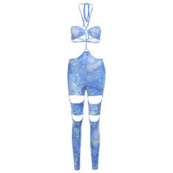 female summer sexy hollow-out hanging neck sportswear lace-up buckle one-piece yoga set high waist tight fitness swimwear
