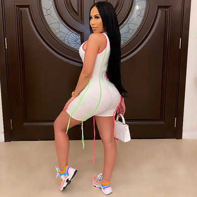 2021 New Arrivals Spring Summer Women Casual round collar sports set Sleeveless Sports Fitness clothes Short One Piece yoga set