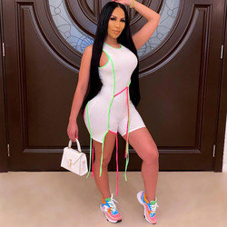 2021 New Arrivals Spring Summer Women Casual round collar sports set Sleeveless Sports Fitness clothes Short One Piece yoga set