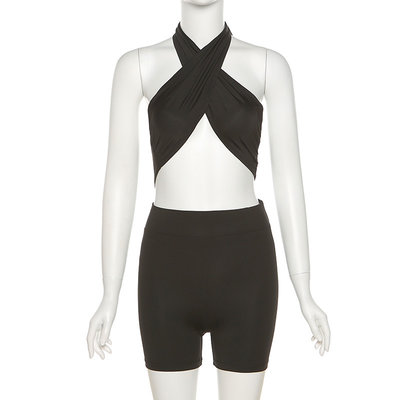 2021 High Quality Summer 2 Piece Gym Clothing Seamless Sexy Solid Color Yoga Set Scrunch Butt Shorts sports Sets