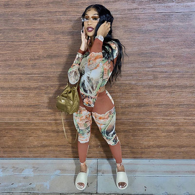 Hot Selling Sexy Two Piece yoga Sets Women Jumpsuits print fashion pattern sportswear