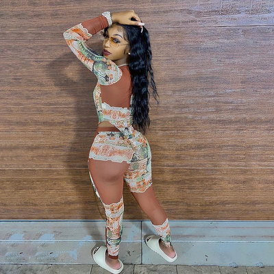 Hot Selling Sexy Two Piece yoga Sets Women Jumpsuits print fashion pattern sportswear