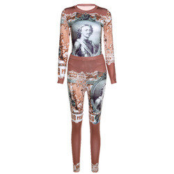 Hot Selling Sexy Two Piece yoga Sets Women Jumpsuits print fashion pattern sportswear