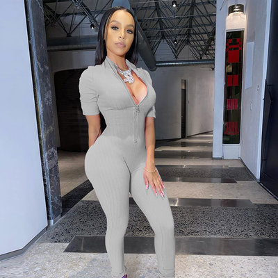 Custom Women Workout Clothing sexy yoga set Fitness Sportswear short sleeve jumpsuits
