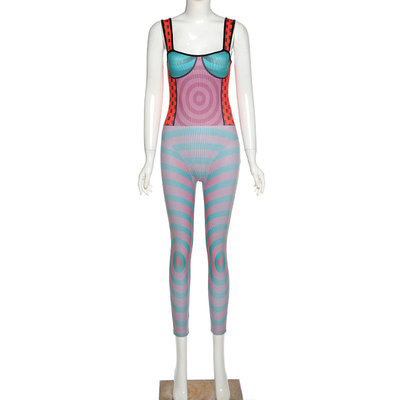 Wholesale 2020 new autumn Fashion Women Jumpsuits and Rompers One Piece yoga sets Patchwork Color sportswear