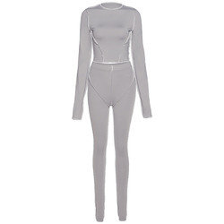 Fitness Active Wear Rompers front Zipper deep V Neck Sexy Fashion Long Sleeve Workout Sports set Women Jumpsuit