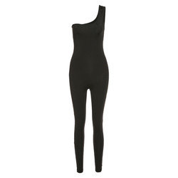 Top-ranking suppliers new style one shoulder solid color jumpsuit pants plain one piece women sportswear
