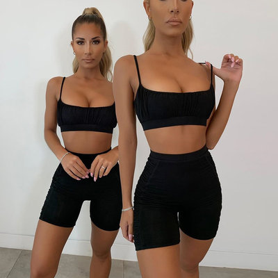 new Design Push Up Fitness Yoga Sports Bra Tank Top Women Summer Tracksuits Short Pant Sportswear Sets