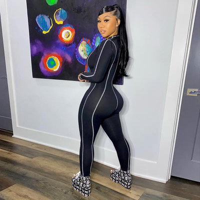 One Piece Stripe  Long Sleeve Sexy Women Long Pants Jumpsuit Fashion Women sportswear