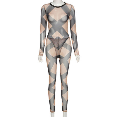 2021 spring Casual Tracksuit For Women long sleeve Jumpsuits ladies Two Piece sports Set grid print fitness clothes