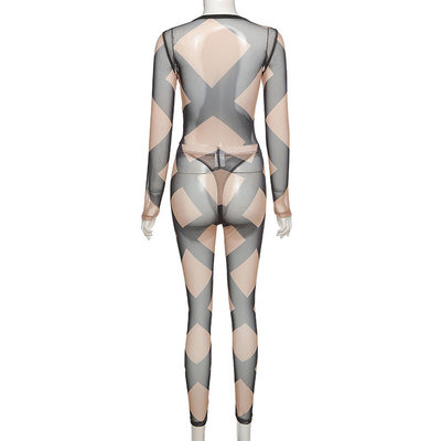 2021 spring Casual Tracksuit For Women long sleeve Jumpsuits ladies Two Piece sports Set grid print fitness clothes