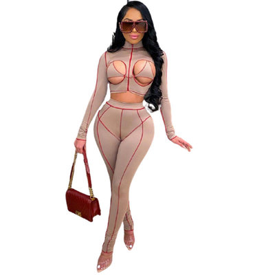Women Winter two pieces Yoga Suit fitness Clothing  ladies Long Sleeve Seamless High Waist Tight Fitting Hollow Out Sportswear