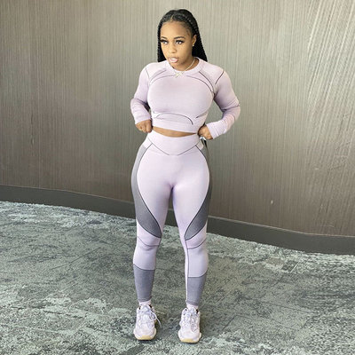 Women spring fitness Clothing 2 Pieces yoga Set Women fashion sports set ladies long sleeve Sportswear ladiesTracksuits