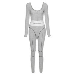 Women long sleeve  active wear one piece jumpsuit fashion patchwork rompers ladies bodycon new trendy sportswear