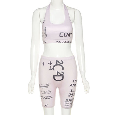 New design sports bra set short yoga pants Gym wear ladies halter Sportswear printed  workout fitness clothing leisure yoga set
