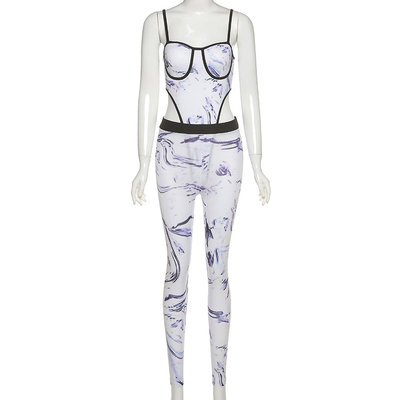 2021 Women Two Pieces sports Set fitness Clothing ladies Jumpsuit And Rompers Club Party One Piece yoga set Mesh Sexy sportswear