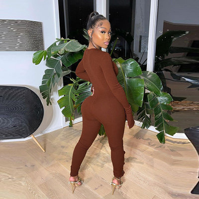 Wholesale hot sales new design sexy hollow out bandage nightclub apparel women one piece jumpsuits fitness clothes
