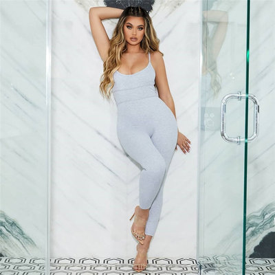 ladies new sleeveless tight hip-lifted gym wear solid color sportswear casual jumpsuits one piece yoga sets