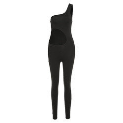 ladies new summer high waist gym wear one shoulder hollowed-out tight sportswear one piece casual jumpsuits