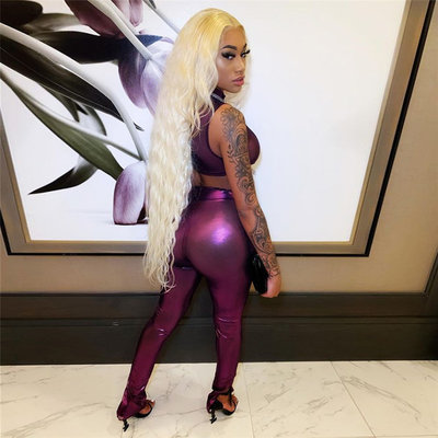 Women solid color sports set High Waist yoga Leggings Sports Outfits 2 Pieces sportswear Workout fitness clothes