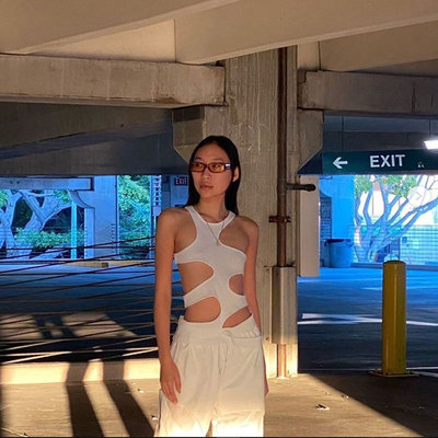 2021 women summer new loose turtleneck yoga top sleeveless and irregular hollowed-out gym wear solid color casual vest