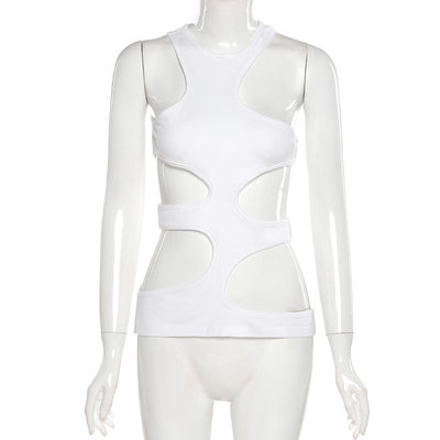 2021 women summer new loose turtleneck yoga top sleeveless and irregular hollowed-out gym wear solid color casual vest