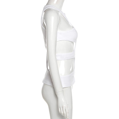 2021 women summer new loose turtleneck yoga top sleeveless and irregular hollowed-out gym wear solid color casual vest