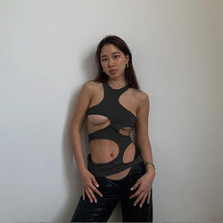 2021 women summer new loose turtleneck yoga top sleeveless and irregular hollowed-out gym wear solid color casual vest