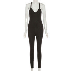 2021 ladies high waist and hip lifted tight jumpsuits sleeveless casual one piece sportswear solid color gym wear