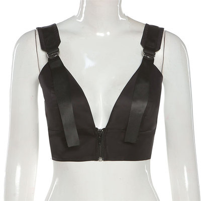 2021 hot sales summer ladies new V-neck  sexy backless vest solid color crop tops sleeveless short T-shirts