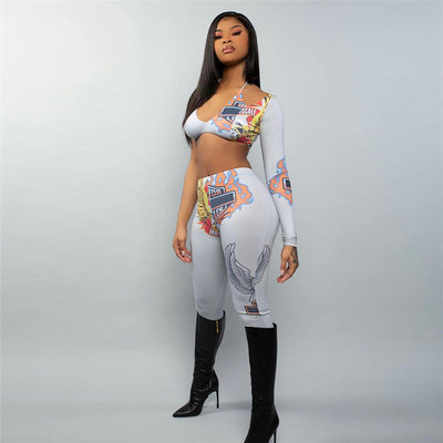 2021 new design fitness clothes women sexy sportswear one shoulder sexy running gym wear ladies two piece sports set