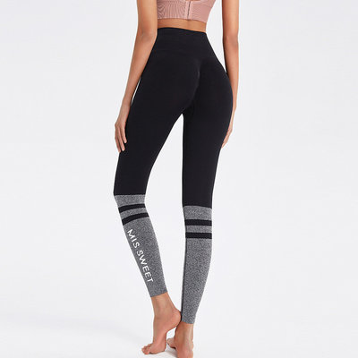 Wholesale summer new seamless yoga pants ladies no embarrassing stripes sports fitness tight women's trousers