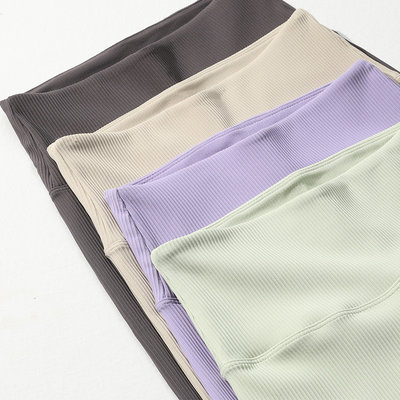 Factory supply New threaded yoga pants simple style sports pants women tight solid color fitness Leggings