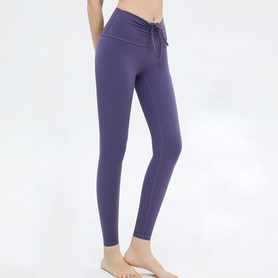 Spot wholesale bowknot drawstring yoga pants women high waist hip lift sports pants tight fitness pants trousers women