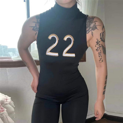 Wholesale High quality sleeveless trousers casual sportswear jumpsuit back-zipper gym yoga suit in stock