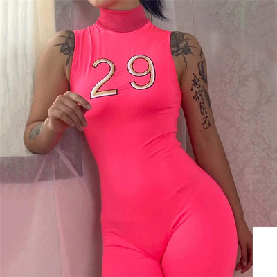 Wholesale High quality sleeveless trousers casual sportswear jumpsuit back-zipper gym yoga suit in stock