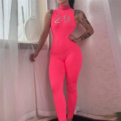 Wholesale High quality sleeveless trousers casual sportswear jumpsuit back-zipper gym yoga suit in stock